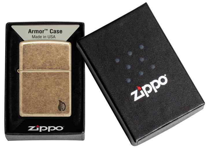 Armor® Antique Brass Flame Design – Genuine Zippo Malaysia Official Website