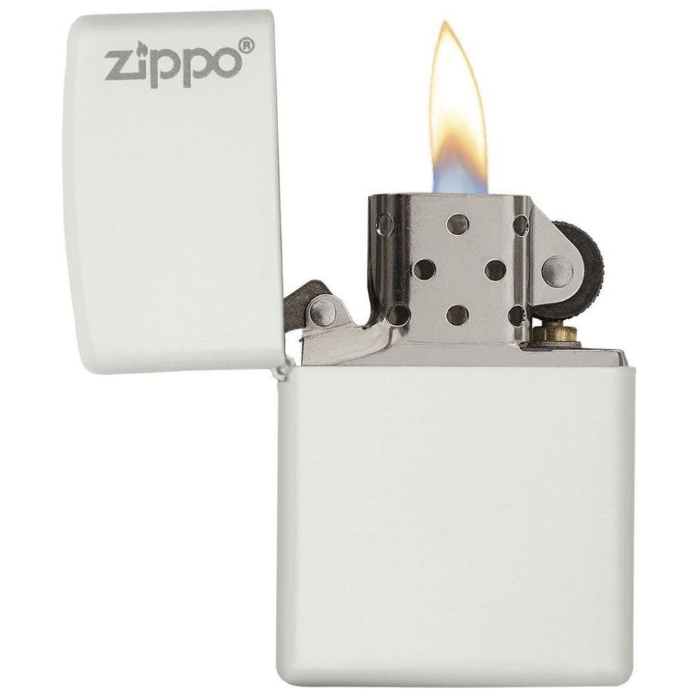 White Matte with Zippo Logo – Genuine Zippo Malaysia Official Website